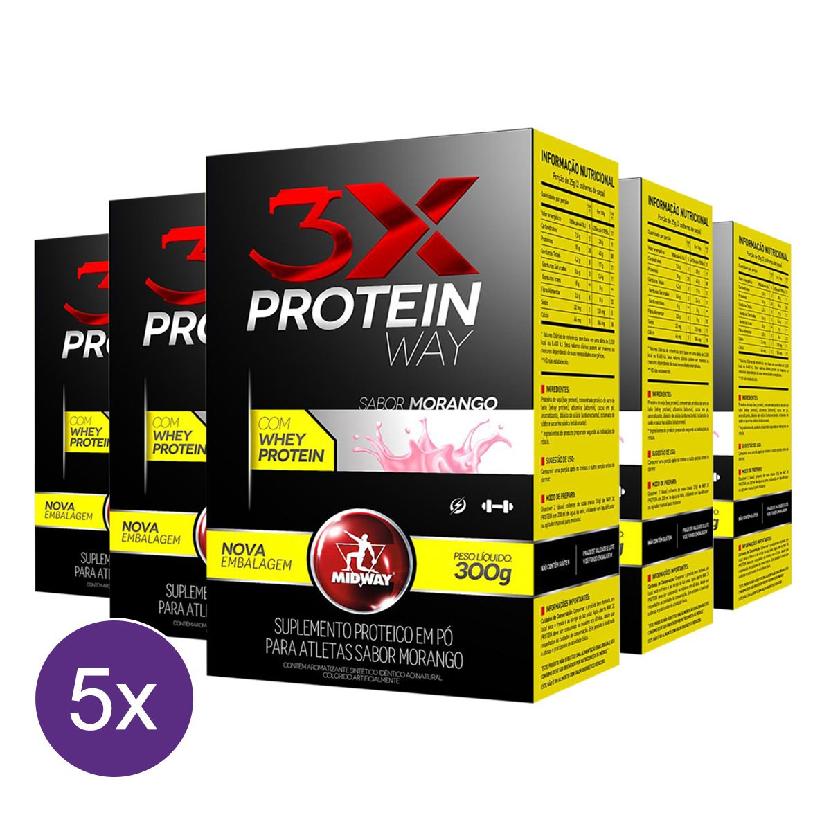 Kit 5x Way Protein 3X Midway 300 g em Promoção no Oferta Esperta
