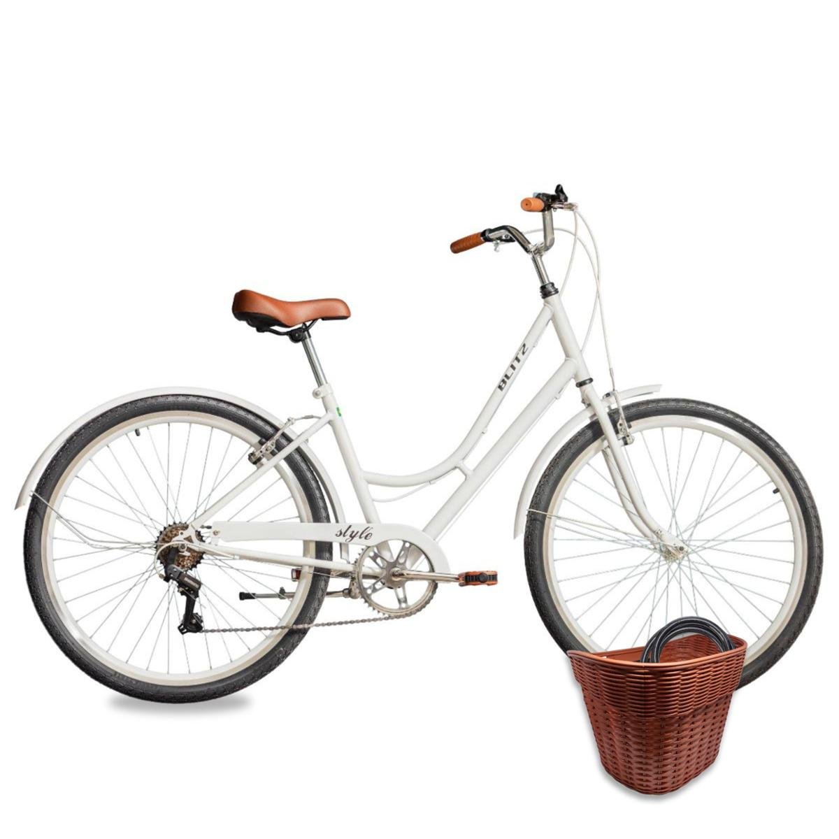 KIT Bicicleta Blitz Vintage Retro Style Azul 7v Shimano + CESTINHA E ...