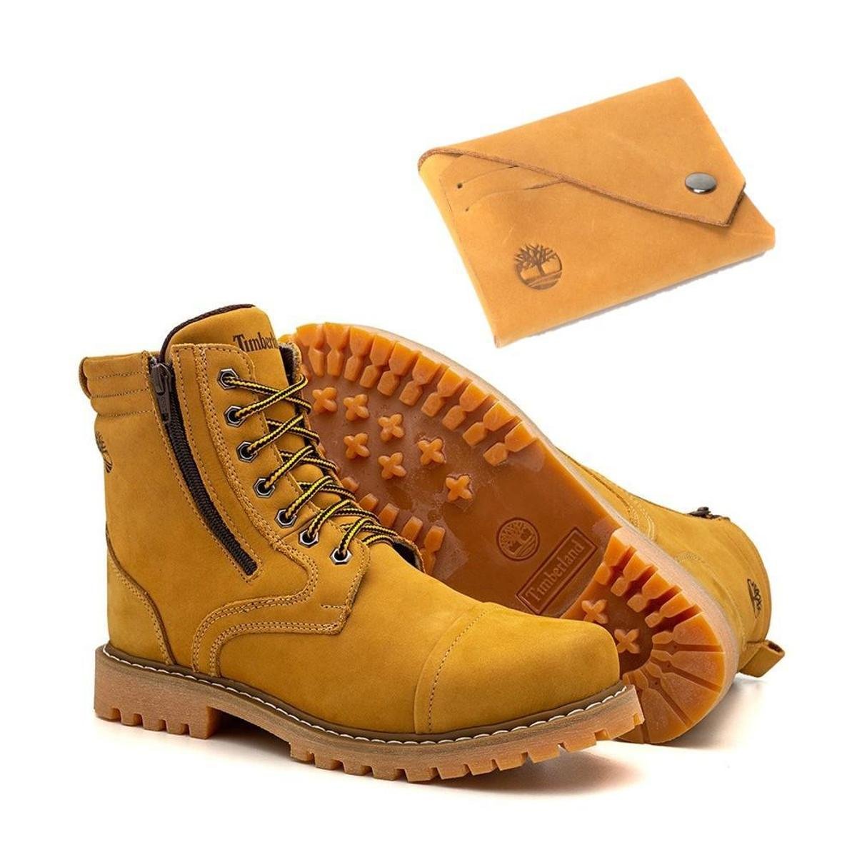 Kit Bota Masculina TBL Brooklyn Cor Amarela e Carteira de Couro - Amarelo | Netshoes