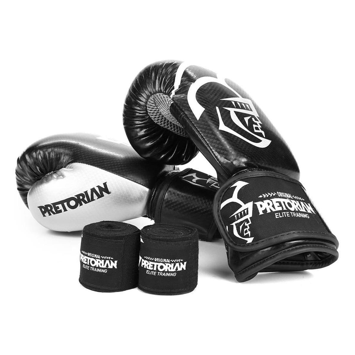 Kit Boxe Luva Pretorian Elite Training 14OZ Bucal e Bandagem Vermelho ...