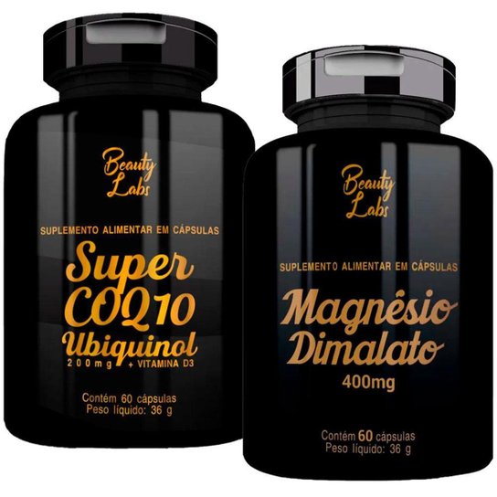 Kit Coenzima Q10 Ubiquinol - 60 Caps + Magnésio Dimalato 400mg - 60 Caps - Beauty Labs - Natural ...