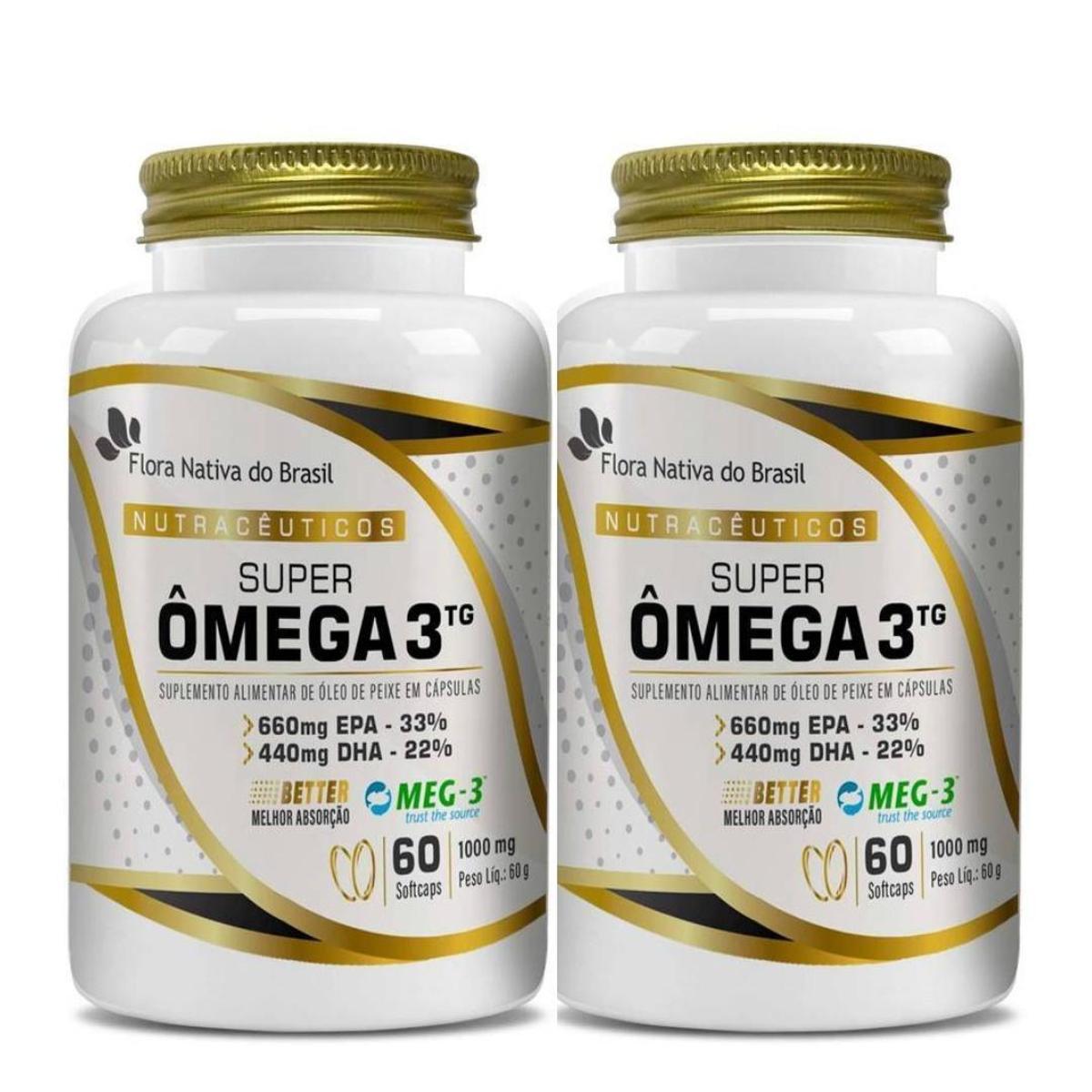 Kit Com 02 - Super Ômega 3 (MEG-3) 33EPA/22DHA 1000mg 60 SoftCaps Flora ...