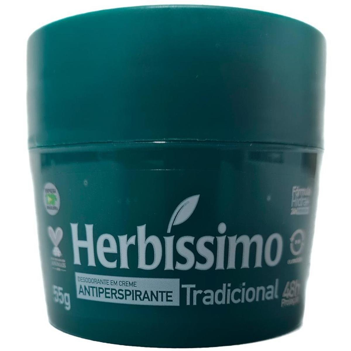 Kit com 3 Desodorante em Creme Herbíssimo Antitranspirante Tradicional ...