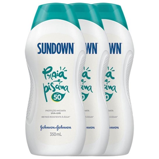 Kit com 3 Protetor Solar Sundown Praia e Piscina FPS 50 - Única | Netshoes