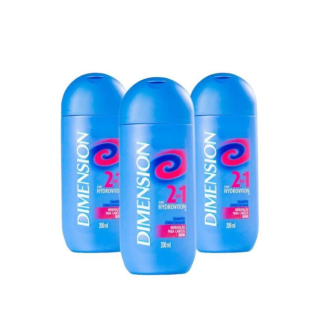Kit com 3 Shampoo Dimension 2 em 1 com Hydroviton Hidratação Cabelos ...