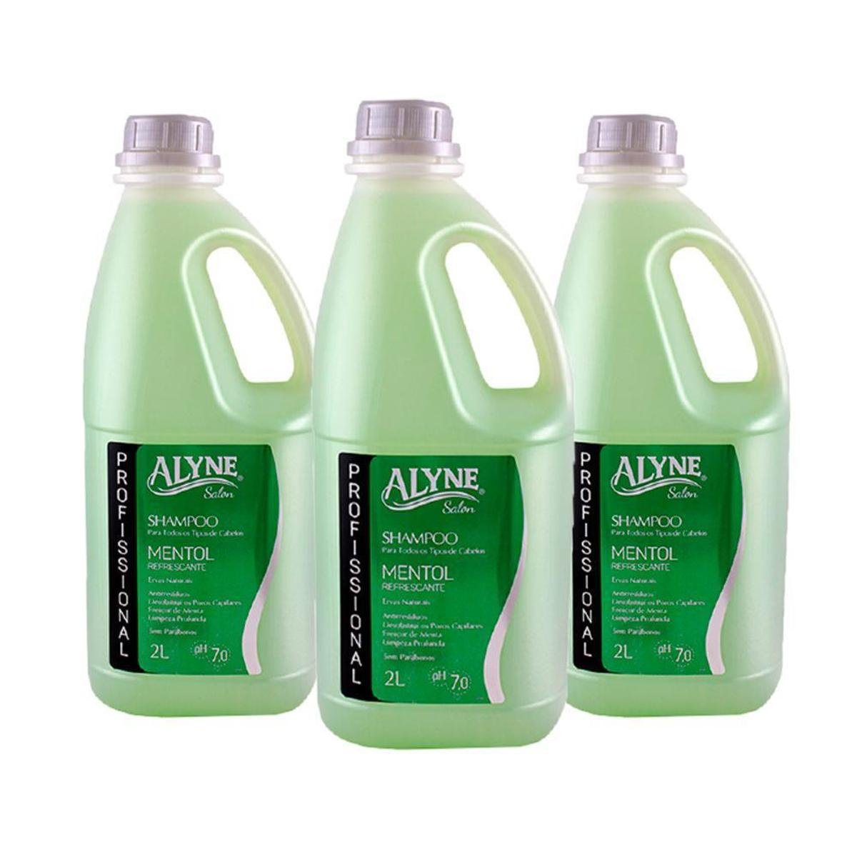 Kit com 3 Shampoo Profissional Alyne Mentol Refrescante Antirresíduos ...