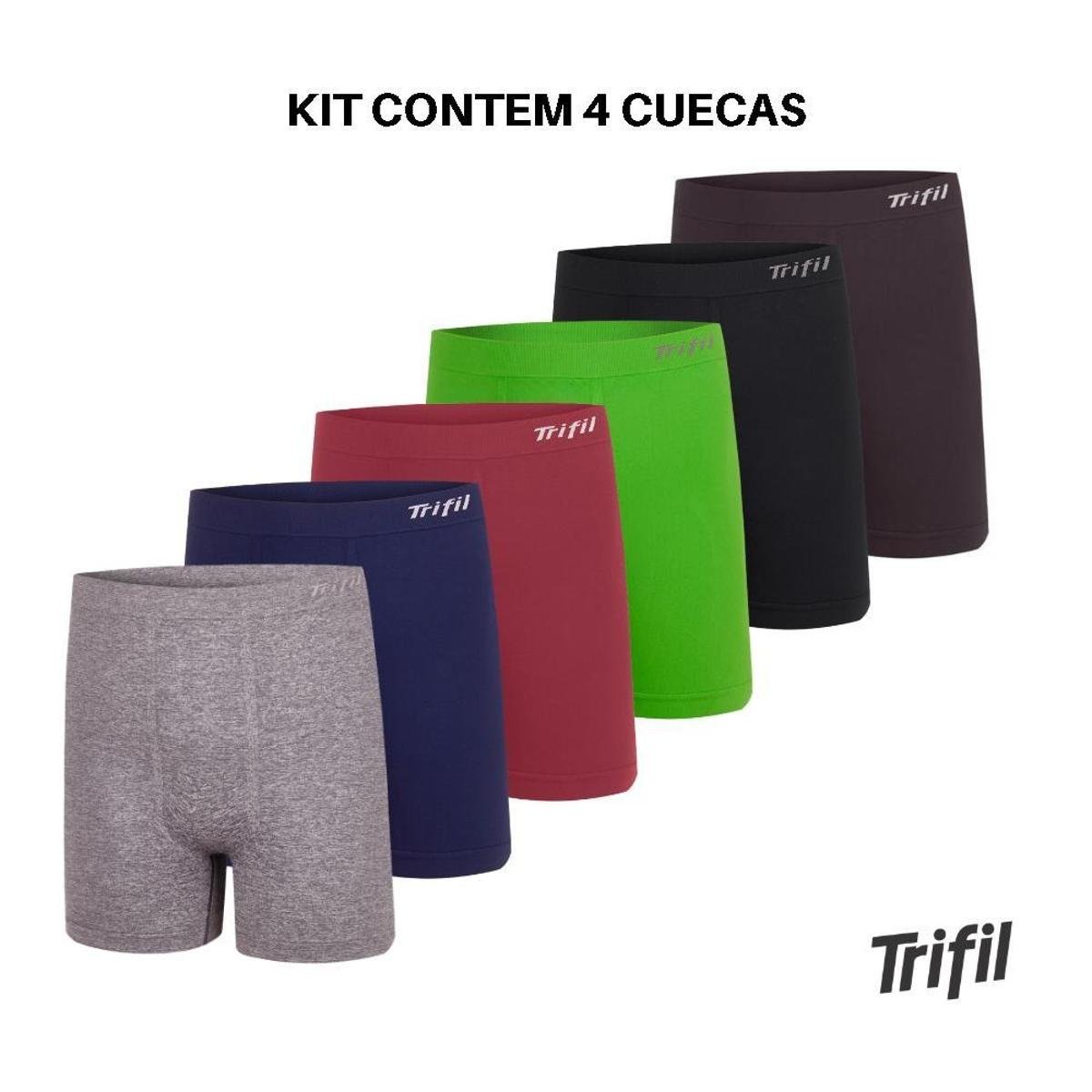 Kit Com 4 Cuecas Trifil Boxer Box Sem Costura De Microfibra Plus Size ...