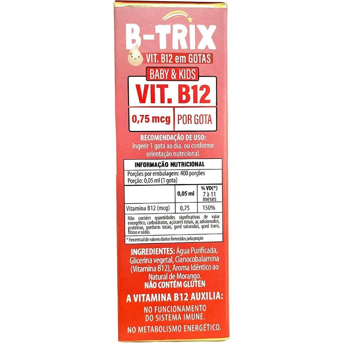 Kit Com 5 B-TRIX Vitamina B12 Kids em Gotas 30ml Flora Nativa - Branco ...