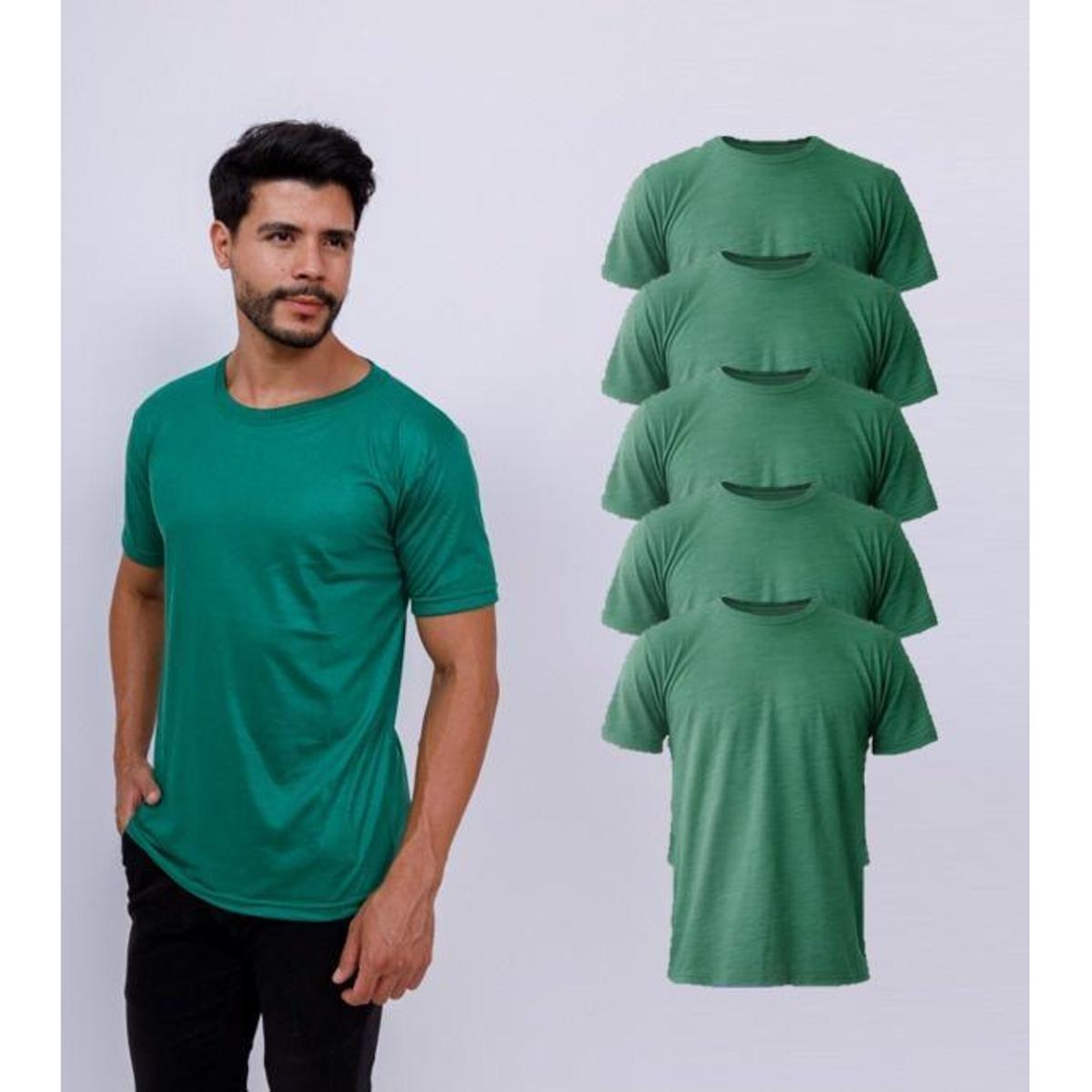 Kit Com 5 Camiseta Poliéster Básica Lisa Bandeira - Verde | Netshoes