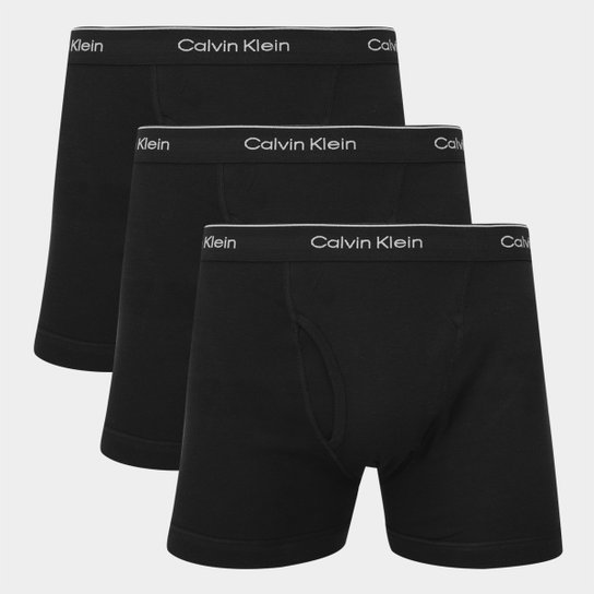 Kit Cueca Boxer Calvin Klein Brief Masculina - 3 Peças - Preto | Netshoes
