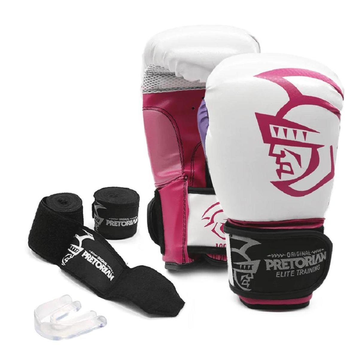 Kit De Boxe/Muay Thai Pretorian Elite Training - Rosa - Branco | Netshoes