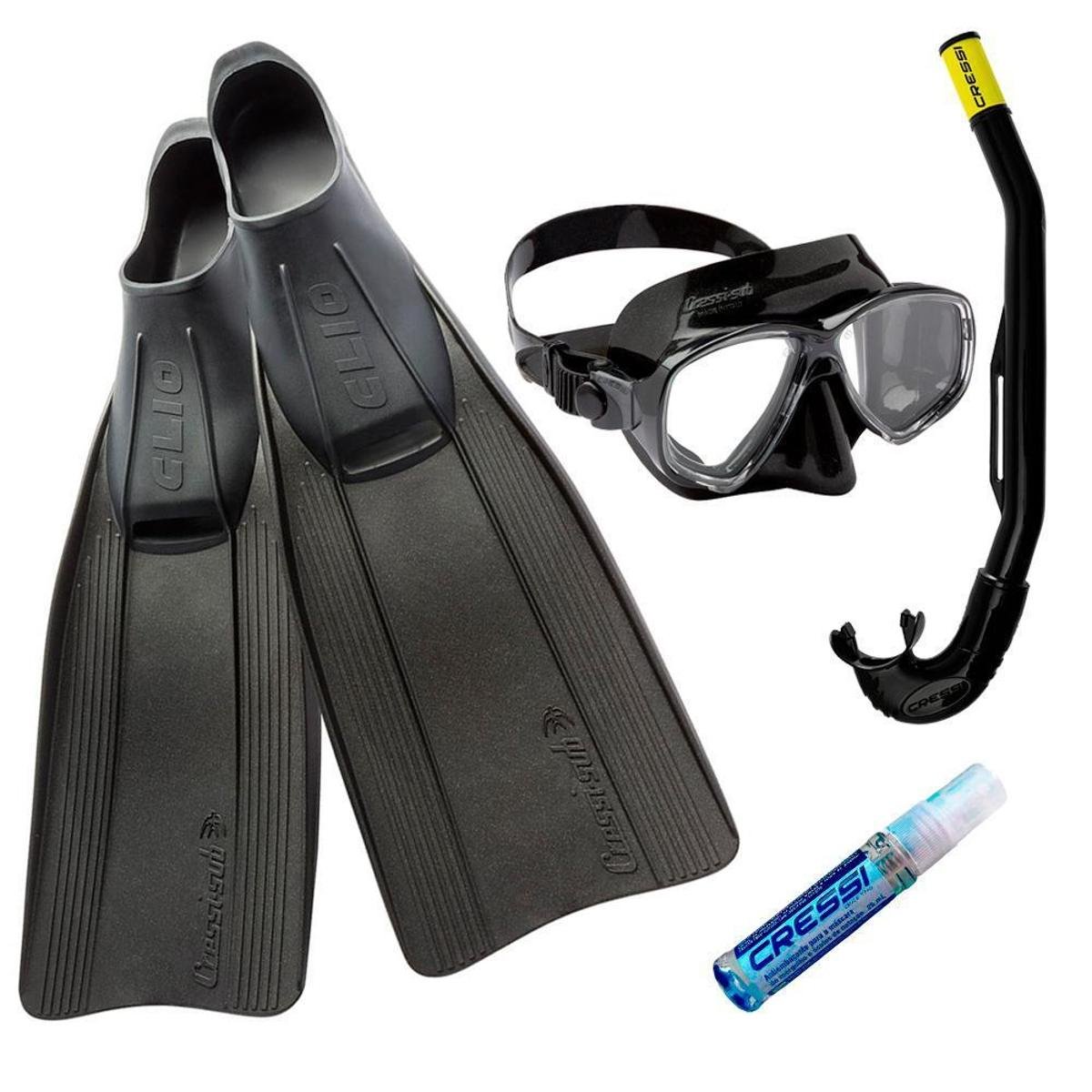Kit de Mergulho Máscara+Respirador+Nadadeira Cressi Clio + Marea ...
