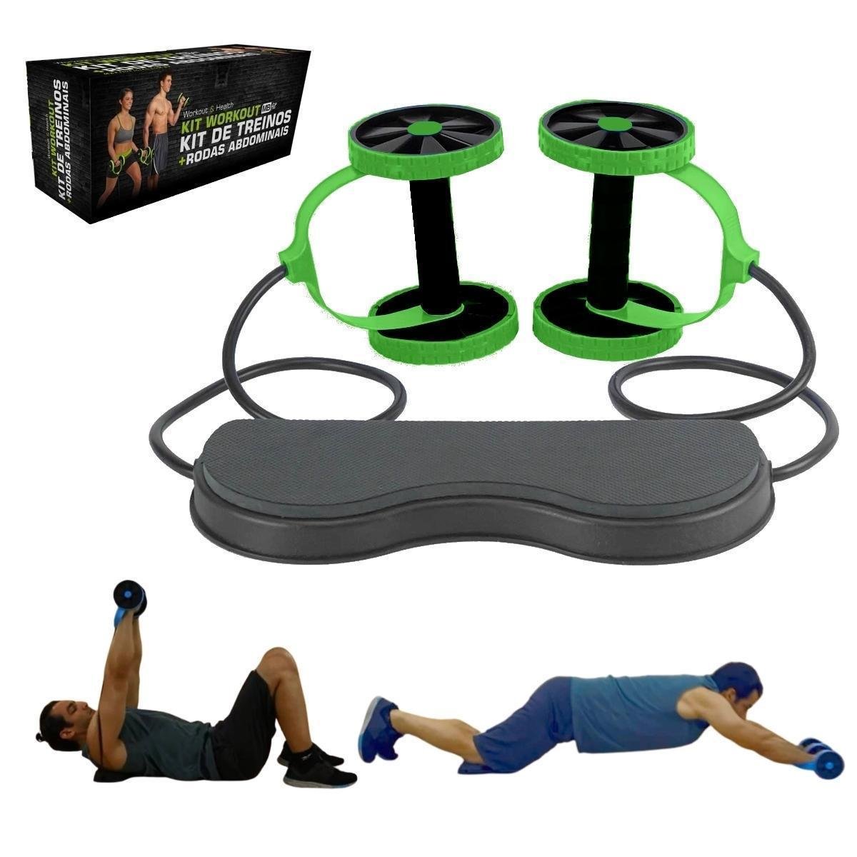 Kit De Treinos e Rodas Abdominais Workout MBFit - Verde | Netshoes