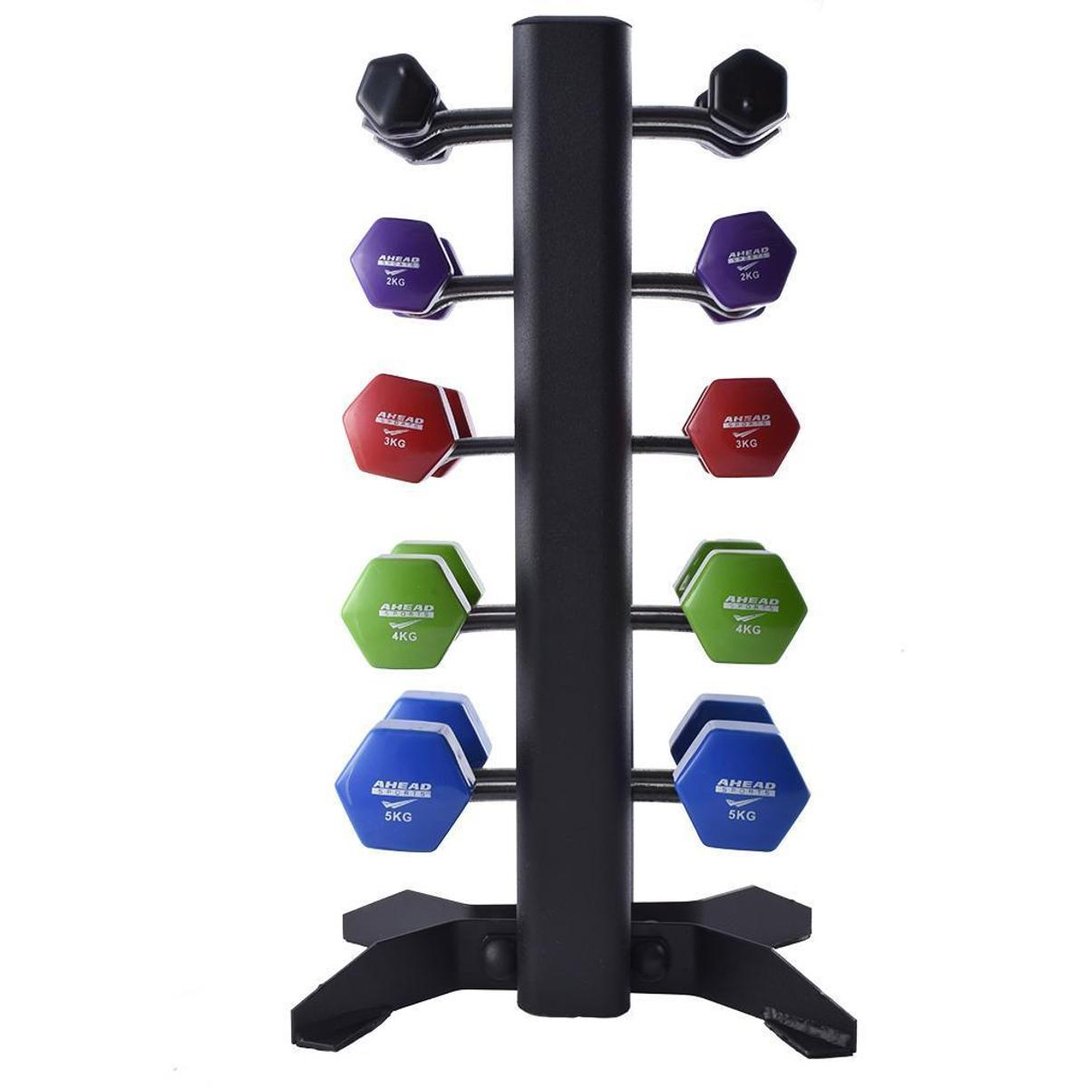 Kit Halteres Sextavado Emborrachados + Suporte 5 Posições - Colorido ...