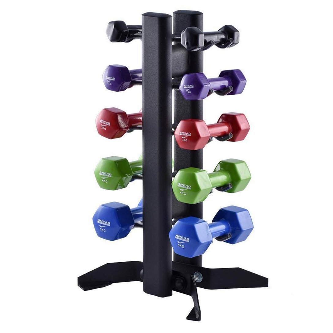 Kit Halteres Sextavado Emborrachados + Suporte 5 Posições - Colorido ...