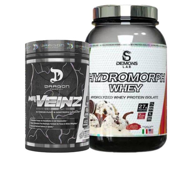 kit hydromorph whey 900g demons lab ) + mr. veinz dragon pharma | Netshoes