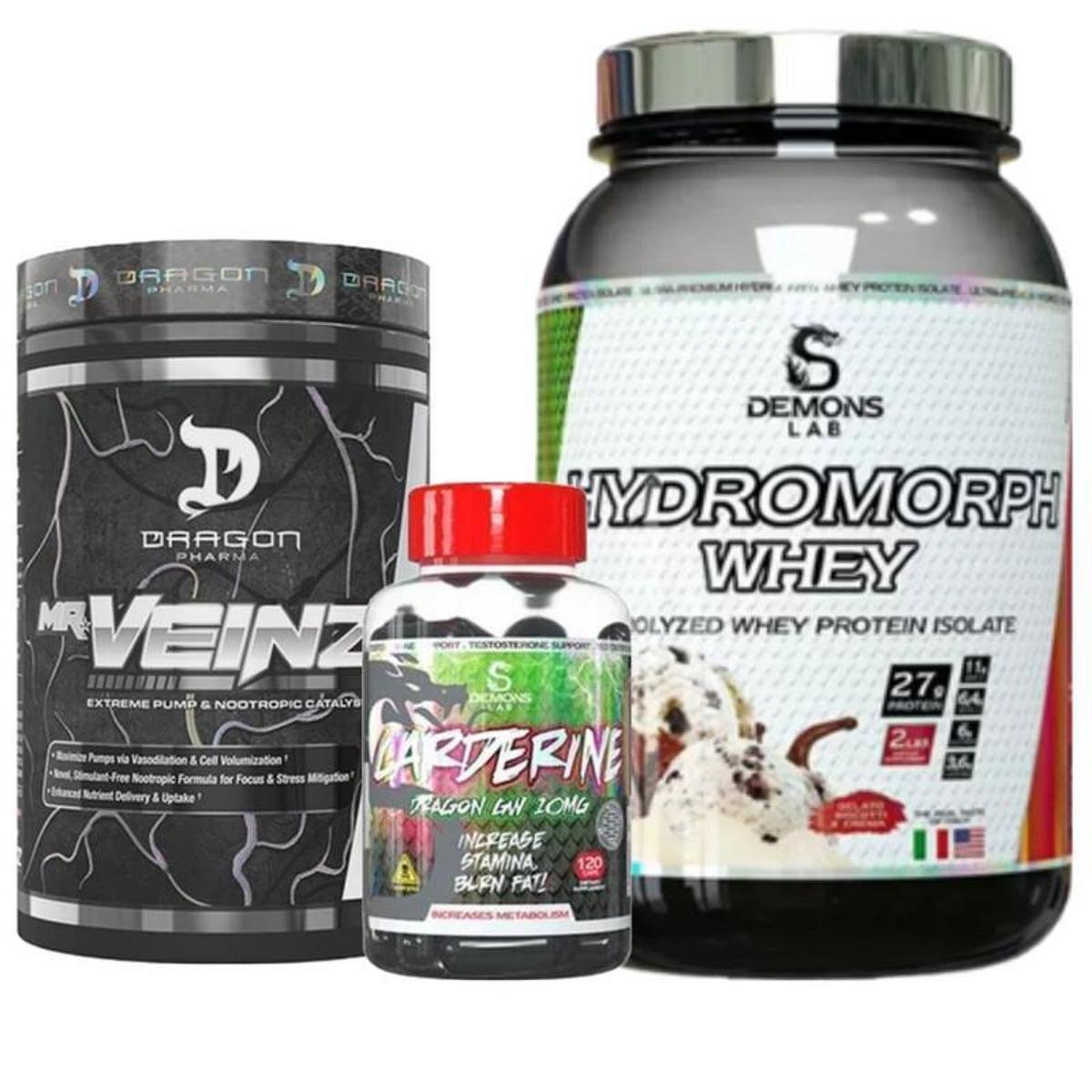 kit hydromorph whey 900g demons lab + mr. veinz dragon pharma + carderine demons lab - Natural ...