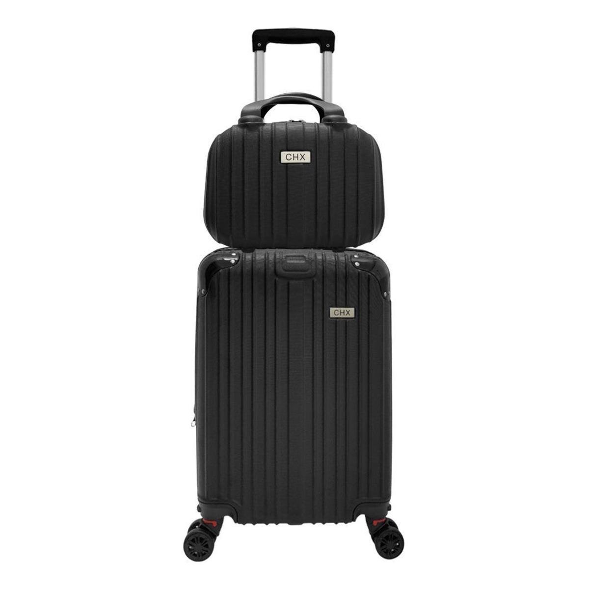 Kit Mala De Viagen Bordo 10 Kilos Com Frasqueira Abs Rígido Expansivel ...