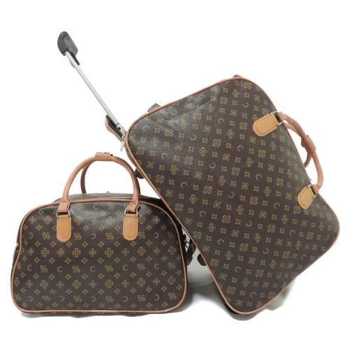 Kit Mala Para Viagem Com Rodinhas E Bolsa Média De Mão - Marrom | Netshoes