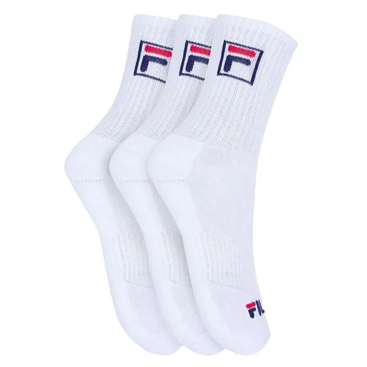 Kit Meia Fila Tripack Cano Alto Fbox Unissex - Branco | Netshoes