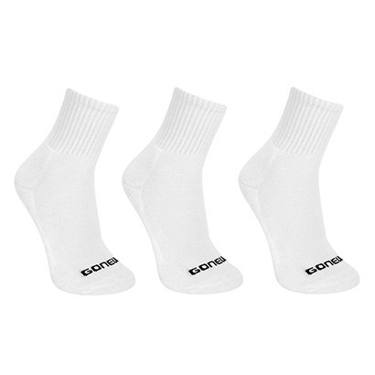 Kit Meia Gonew Básica Cano Médio C/3 Pares - Branco | Netshoes