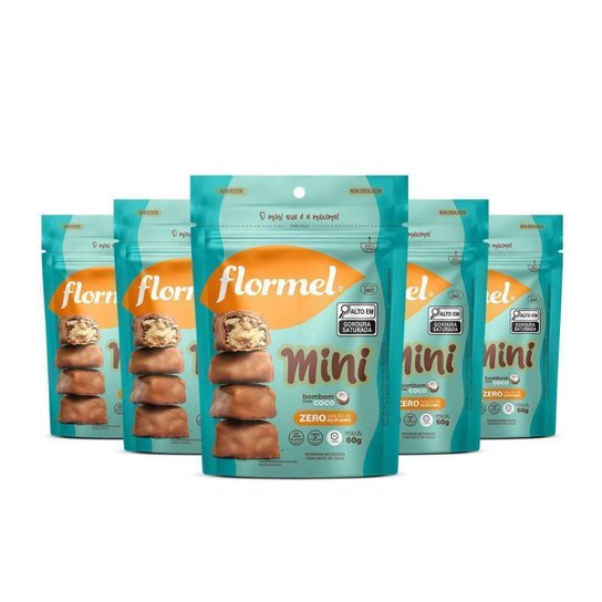 Kit Mini Bombom Flormel c/ Coco Flormel Zero Açúcar 60G c/ 5 Unidades ...
