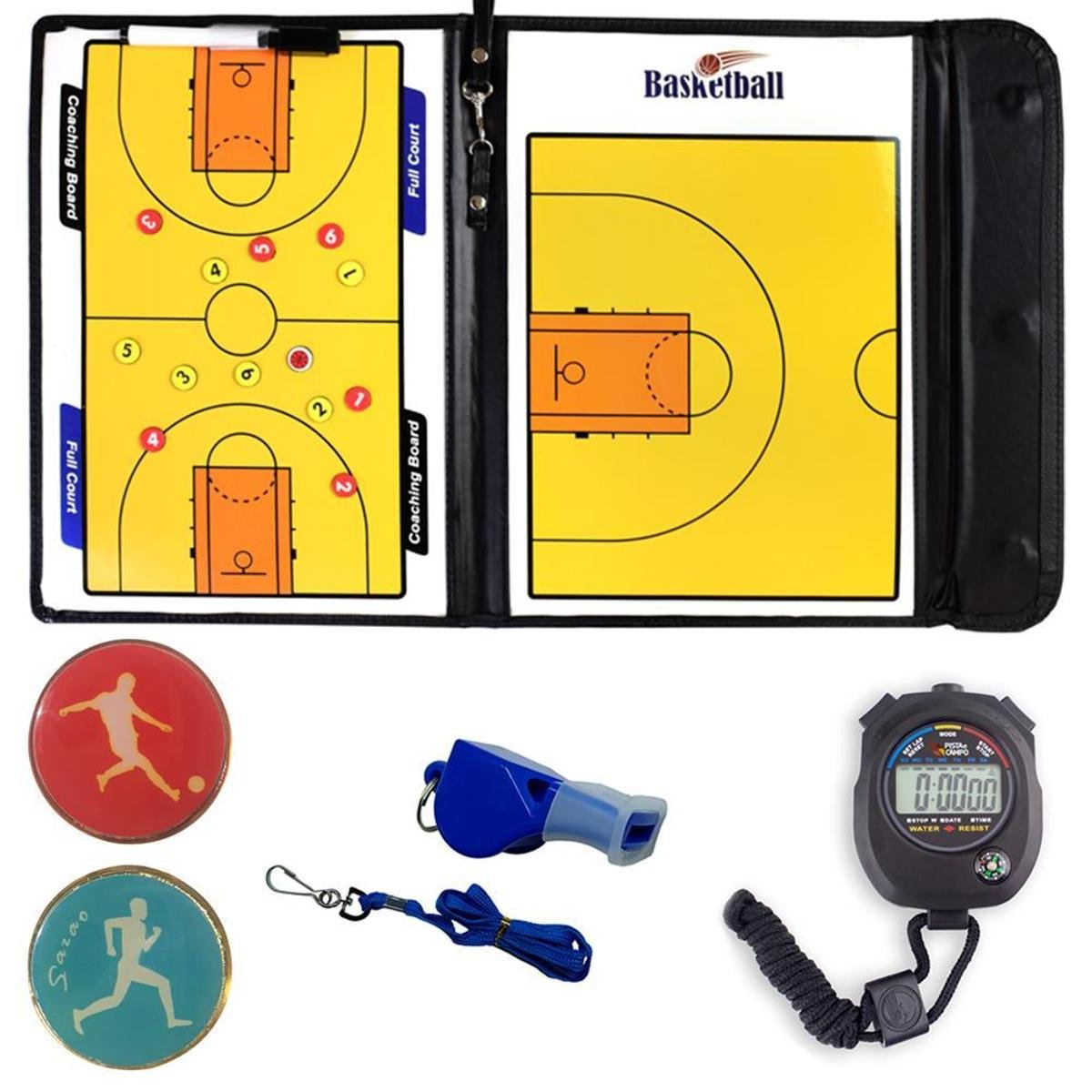 Kit Pasta Tática Basquete Com Moeda Cronômetro Apito AZ - Azul | Netshoes