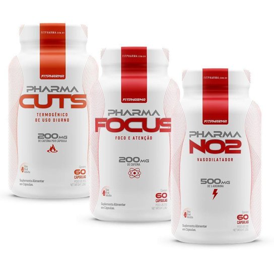Kit Pharma NO2 60 Cáps+Termogênico Pharma Cuts 60 Cáps+Pharma Focus 60 Cáps-FitPharma - Natural ...