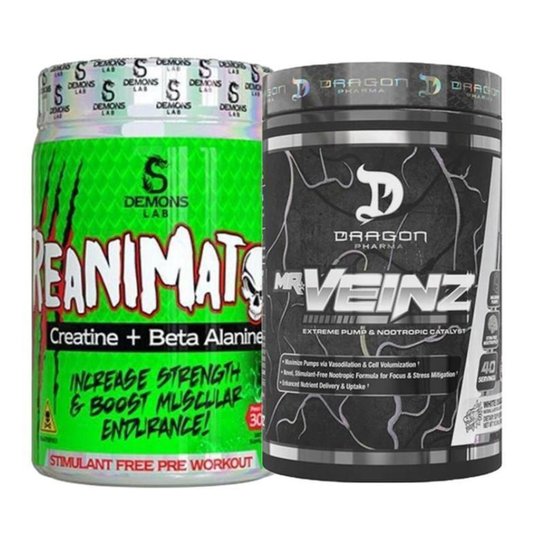 KIT SUPLEMENTO REANIMATOR DEMONS LAB + PRÉ TREINO MR. VEINZ DRAGON ...