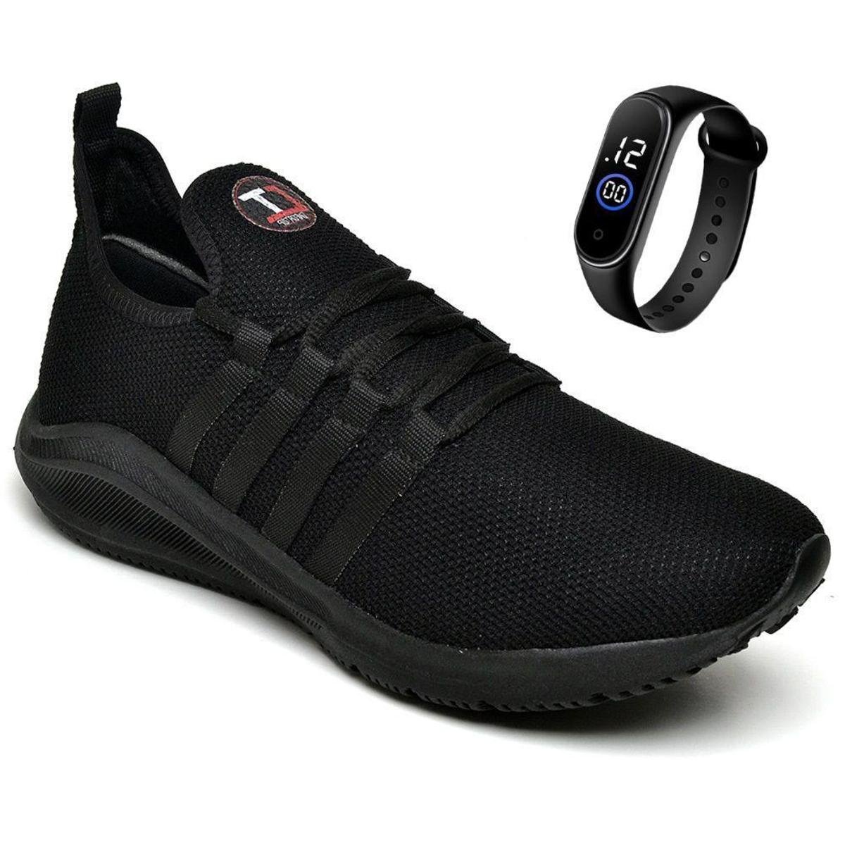 Kit Tênis Esportivo Academia Caminhada Ultra Leve Conforto + Relógio ...