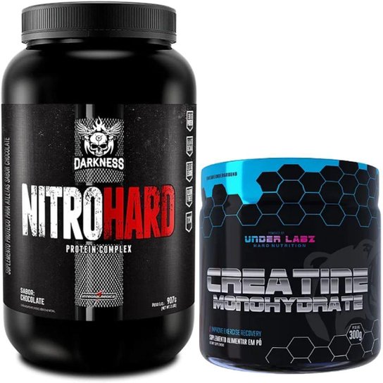 Kit Whey Nitrohard Darkness 907g + Creatina Monohidratada Under Labz ...