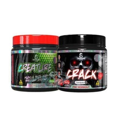 KIT/COMBO DE SUPLEMENTO PRÉ TREINO CRACK 300G + CREATINA CREATURE 200G ...
