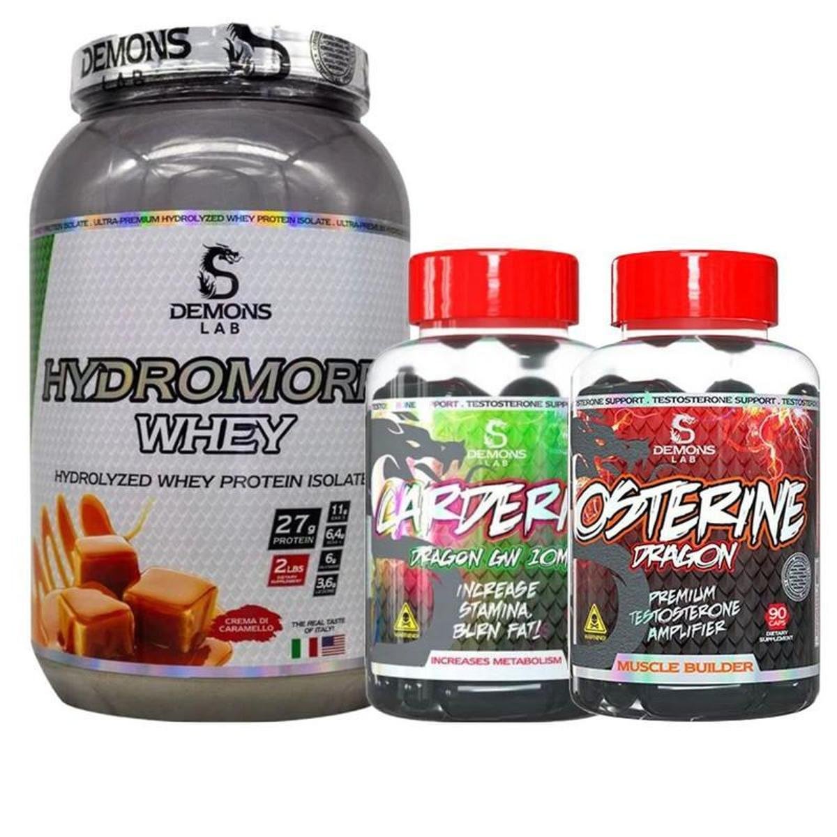 kit/combo hydromorph whey 900g + carderine dragon + osterine dragon – demons lab - undefined ...