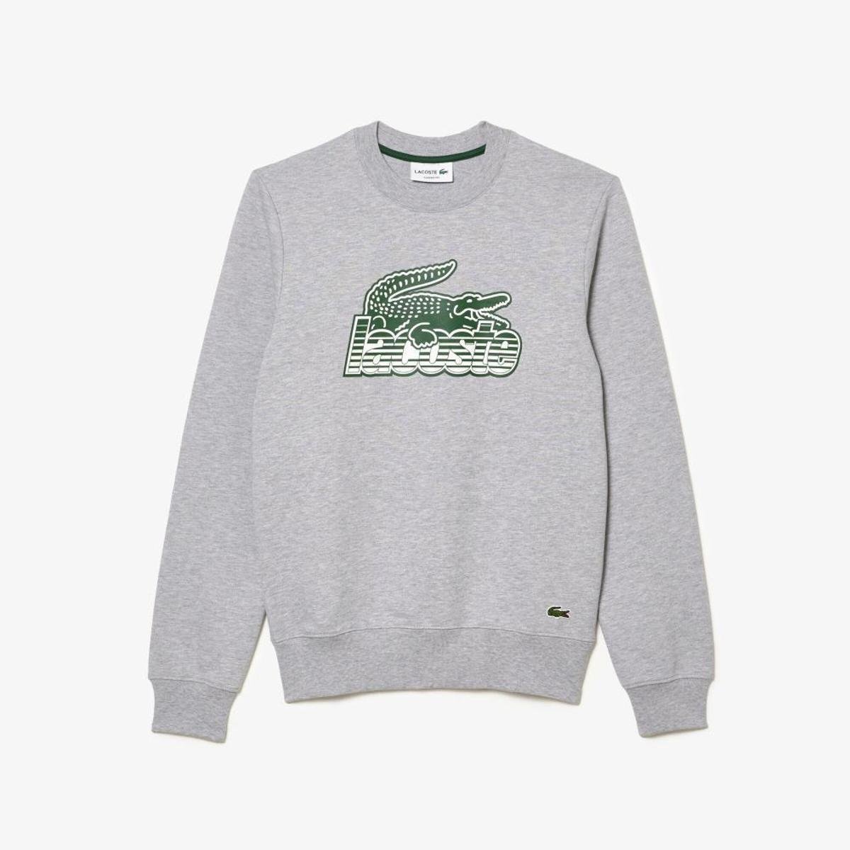 Lacoste Moletom Masculino Em Fleece Com Decote Redondo - Cinza | Netshoes