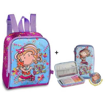 LANCHEIRA TÉRMICA E ESTOJO LÁPIS ESCOLAR HELLO DARLING - Roxo | Netshoes