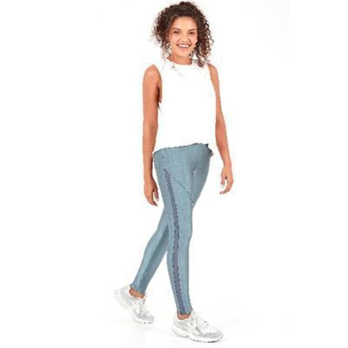 Legging Alto Giro Atlanta recorte tela Feminina Ref:2041304 - Azul | Netshoes