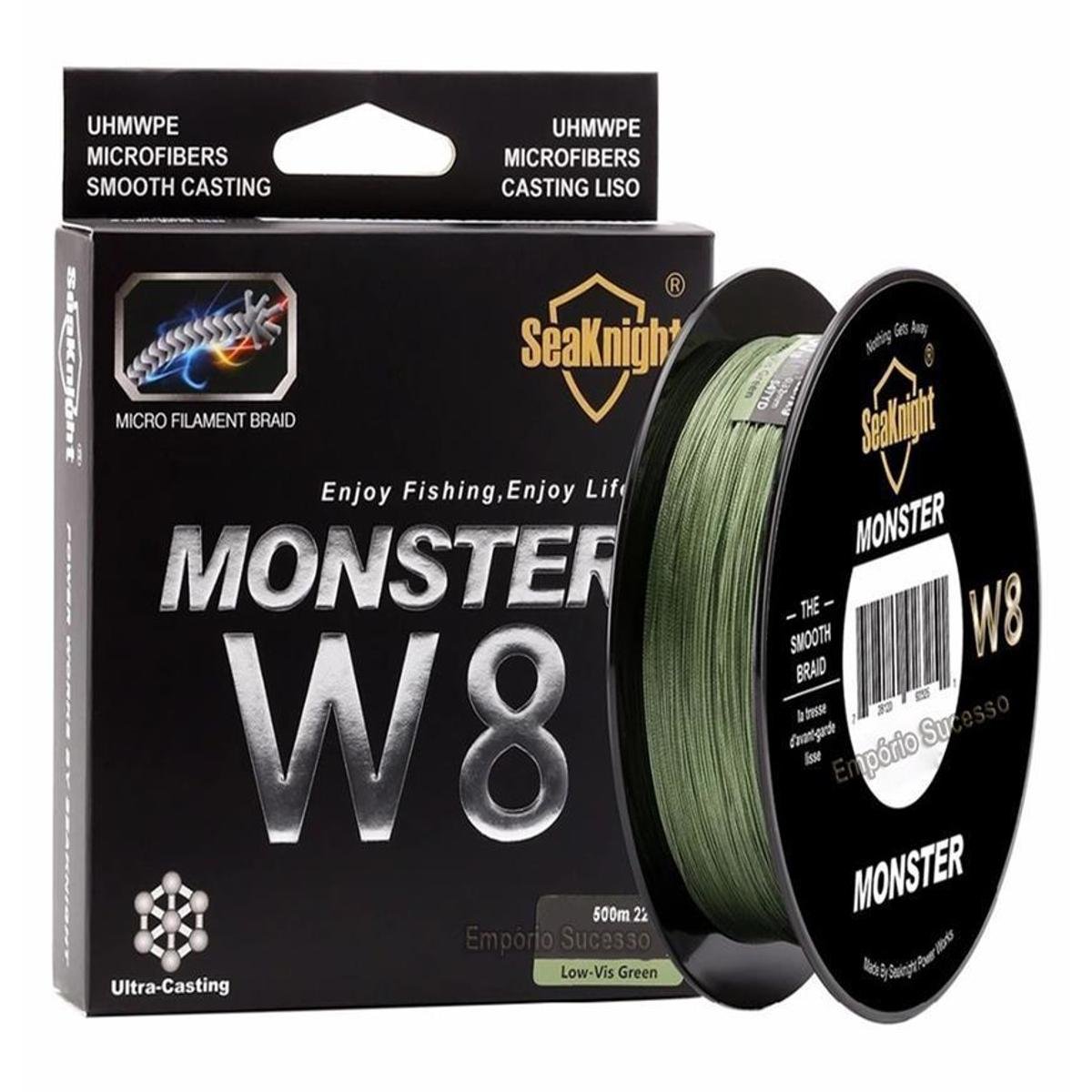 Linha Multifilamento Pesca 8x - 0,16mm 20 Lb 500m - Monster - Verde ...
