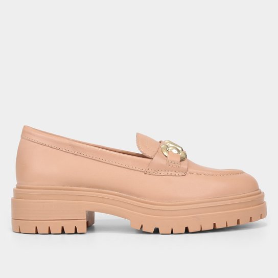 Loafer Couro Bottero Tratorado Feminino - Nude | Netshoes