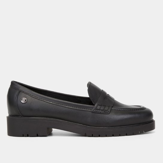 Loafer Couro Bottero Tratorado Feminino - Preto | Netshoes