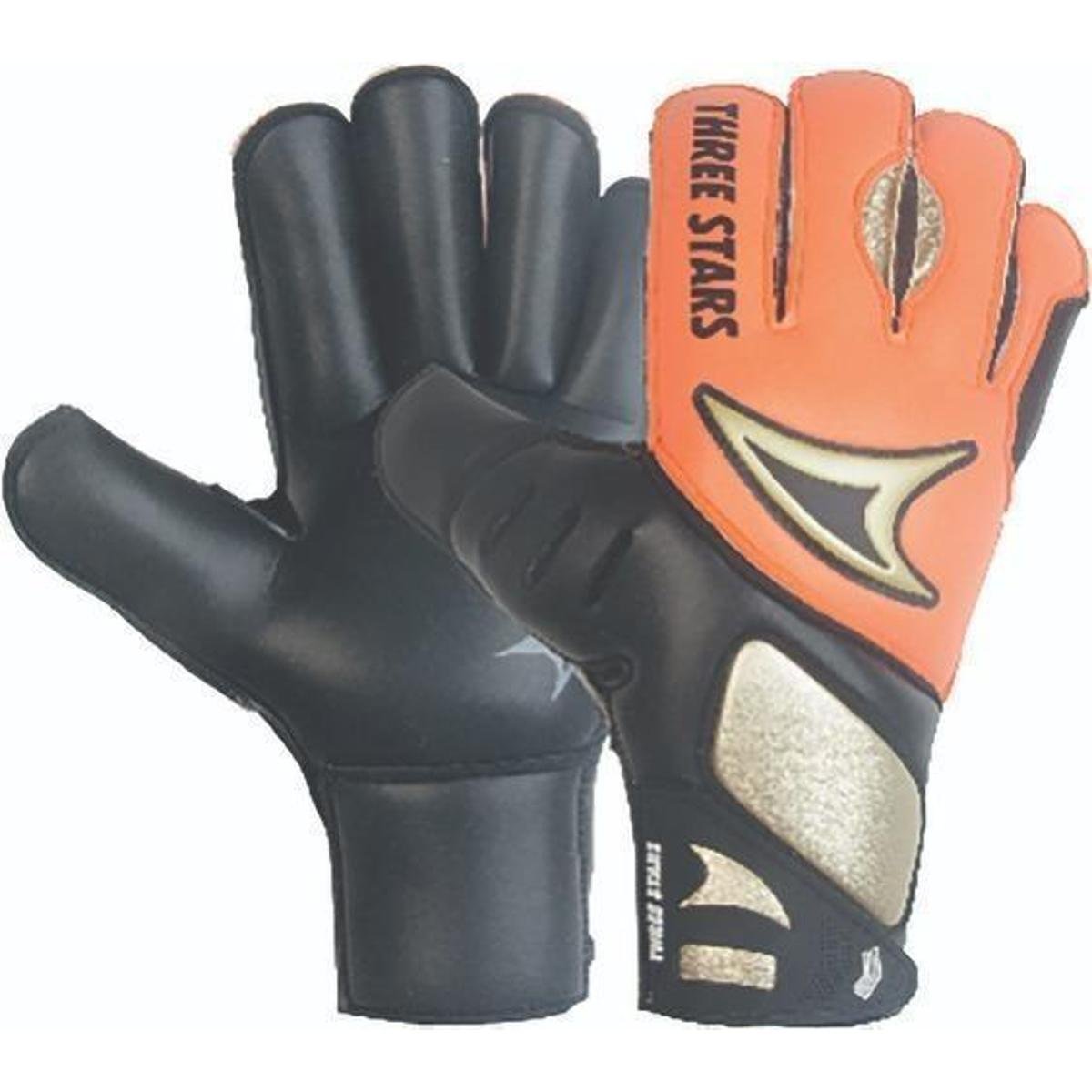 Luva Goleiro Profissional Three Stars Tigra Branco MÉDIA = 9 - Preto ...