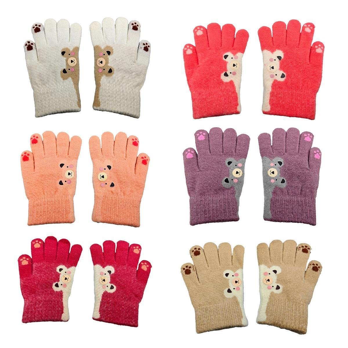 Luva infantil Menina Bichinho Quente para 3 a 8 anos Proteção Frio ...