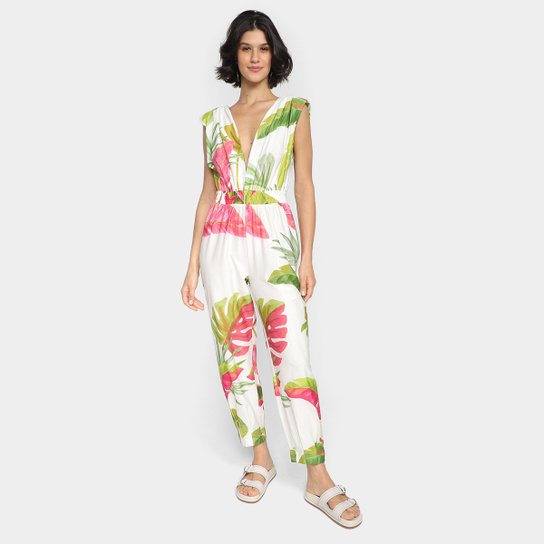 Macacão Longo Farm Folhagens Feminino - Estampado | Netshoes