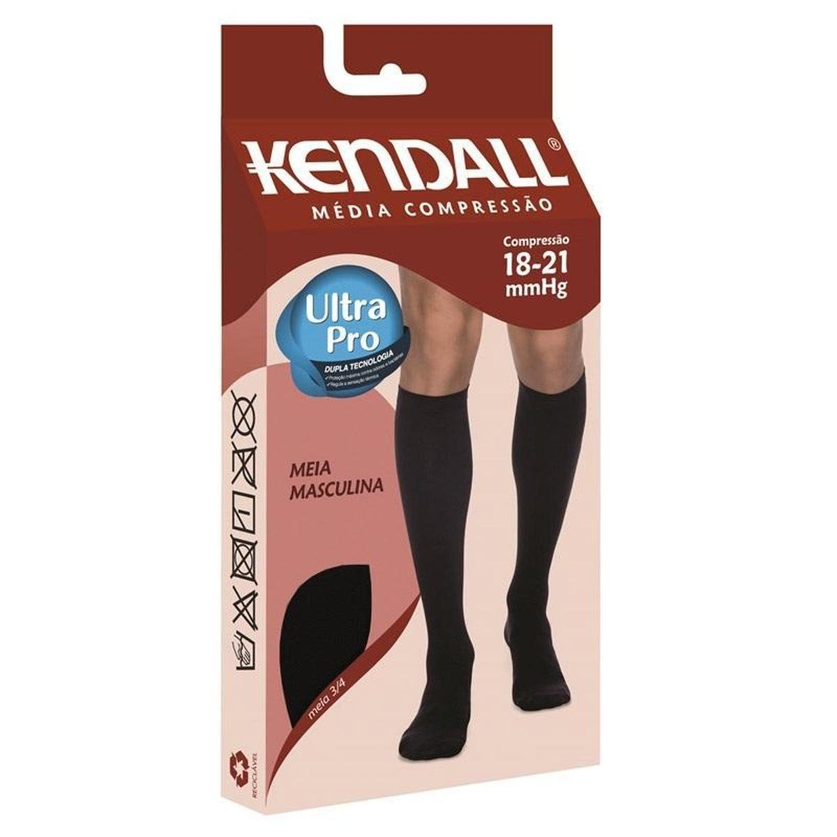 Meia de Média Compressão 3/4 Kendall 1802 - Masculina - PT - Preto | Netshoes