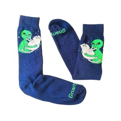 Meia Gnarly Foot Cano Alto - Alien Love Cat - Preto | Netshoes