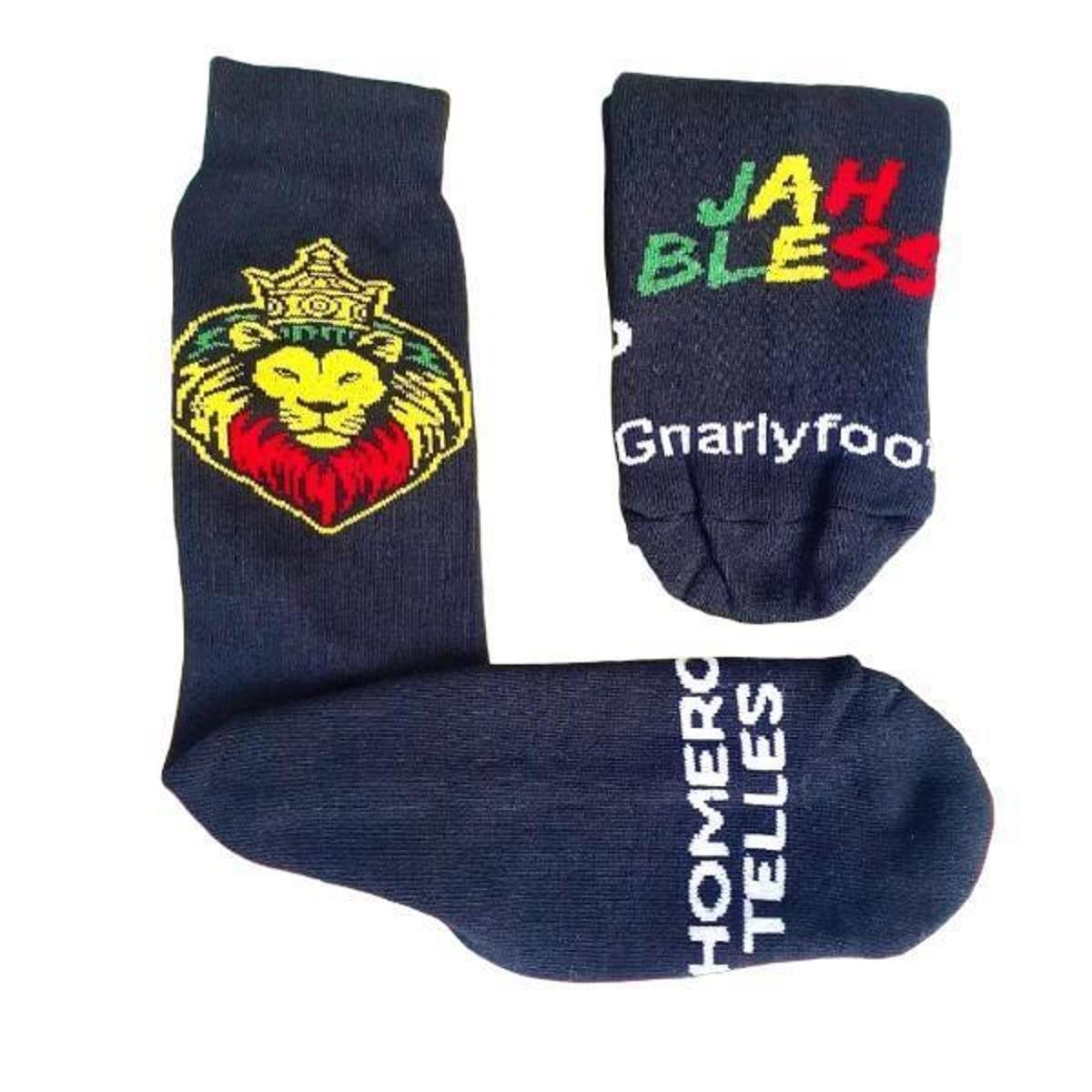 Meia Gnarly Foot Cano Alto - Jah Bless - Preto | Netshoes