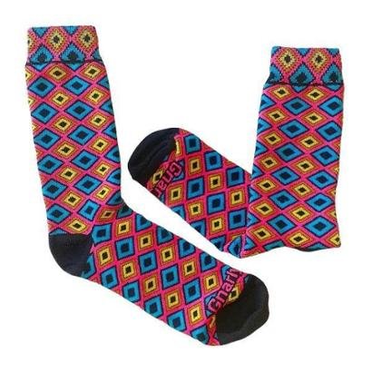 Meia Gnarly Foot Cano Alto - Losangos - Preto | Netshoes