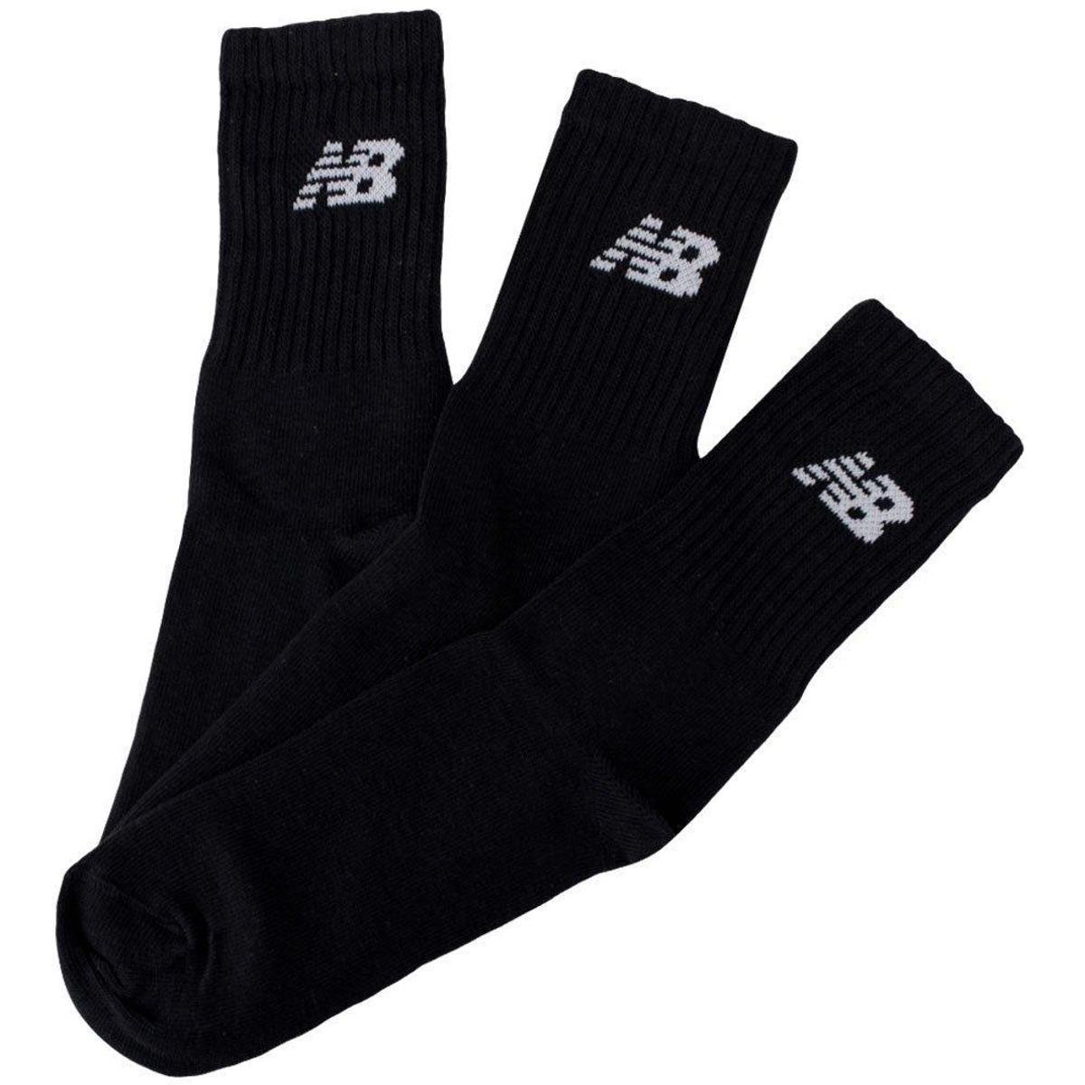 Meia New Balance 3 Pares Cano Longo - Preto | Netshoes