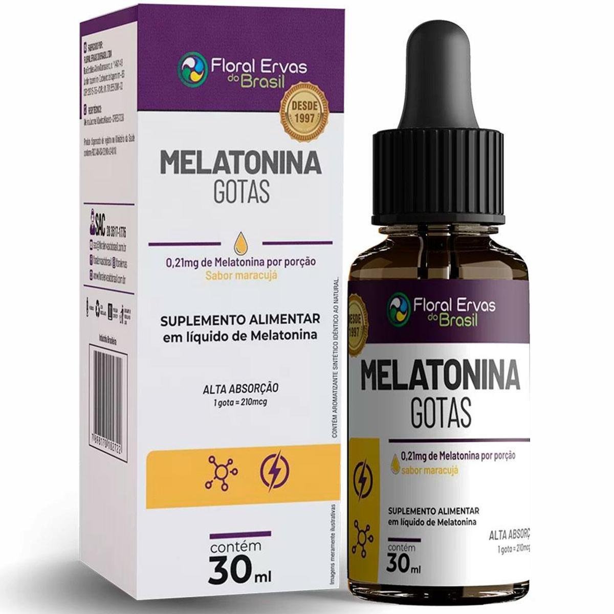 Melatonina Gotas 0,21mg - Sabor Maracujá - (30 ml) - Floral Ervas do ...