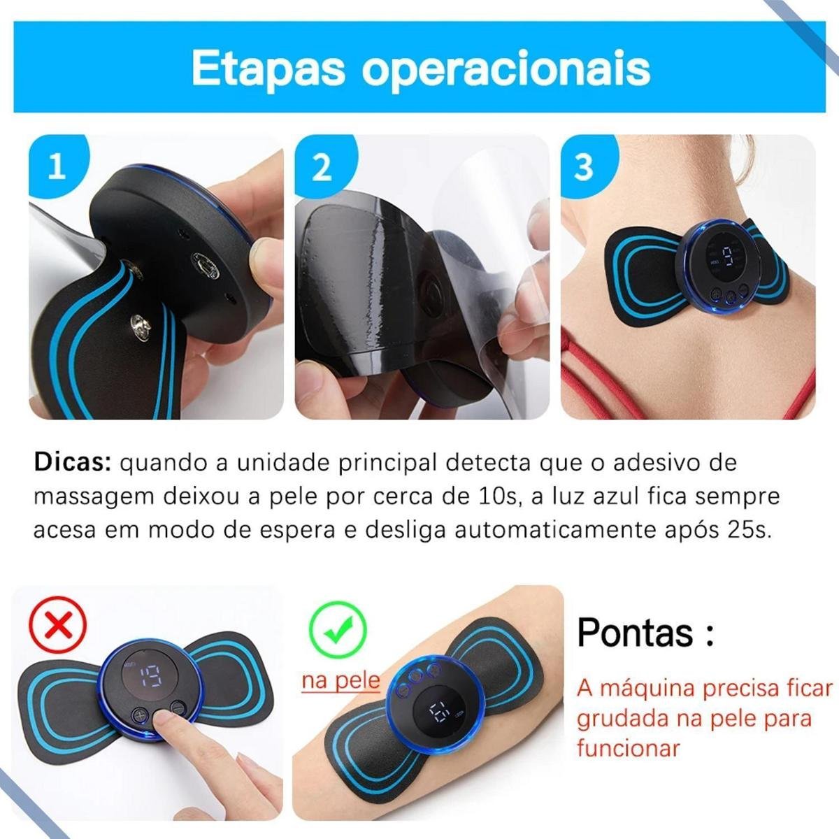 Mini Massageador Portátil Recarregável Elétrico Sem Fio Para Dor ...