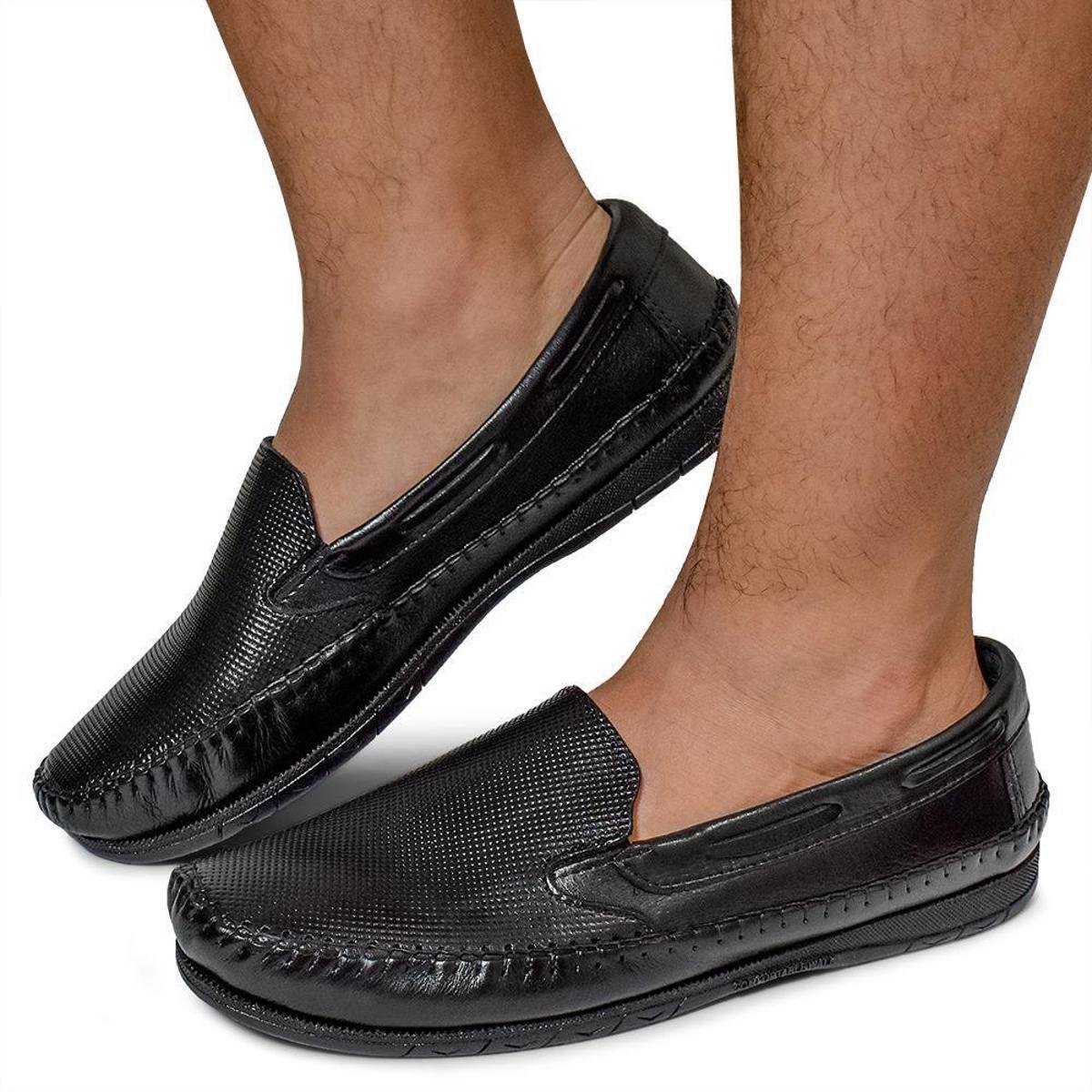 Mocassim Masculino Couro Drive Dia a Dia Casual Leve - Preto | Netshoes